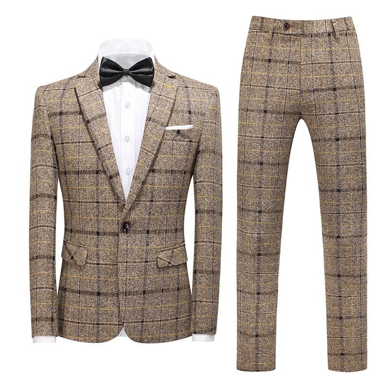 Herenkostuum Tweedelig Pak + Broek Zakelijk Casual Met Één Knoop ...